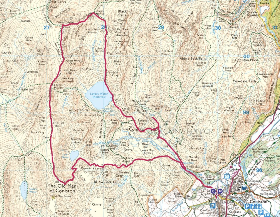 Best Old Man of Coniston Circular Walk via Swirl How and Levers Water ...